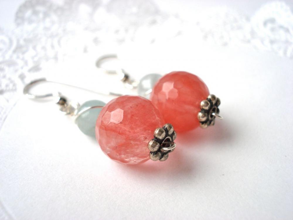 Candy. Aquamarine And Dusky Pink Czech Glass On on Luulla
