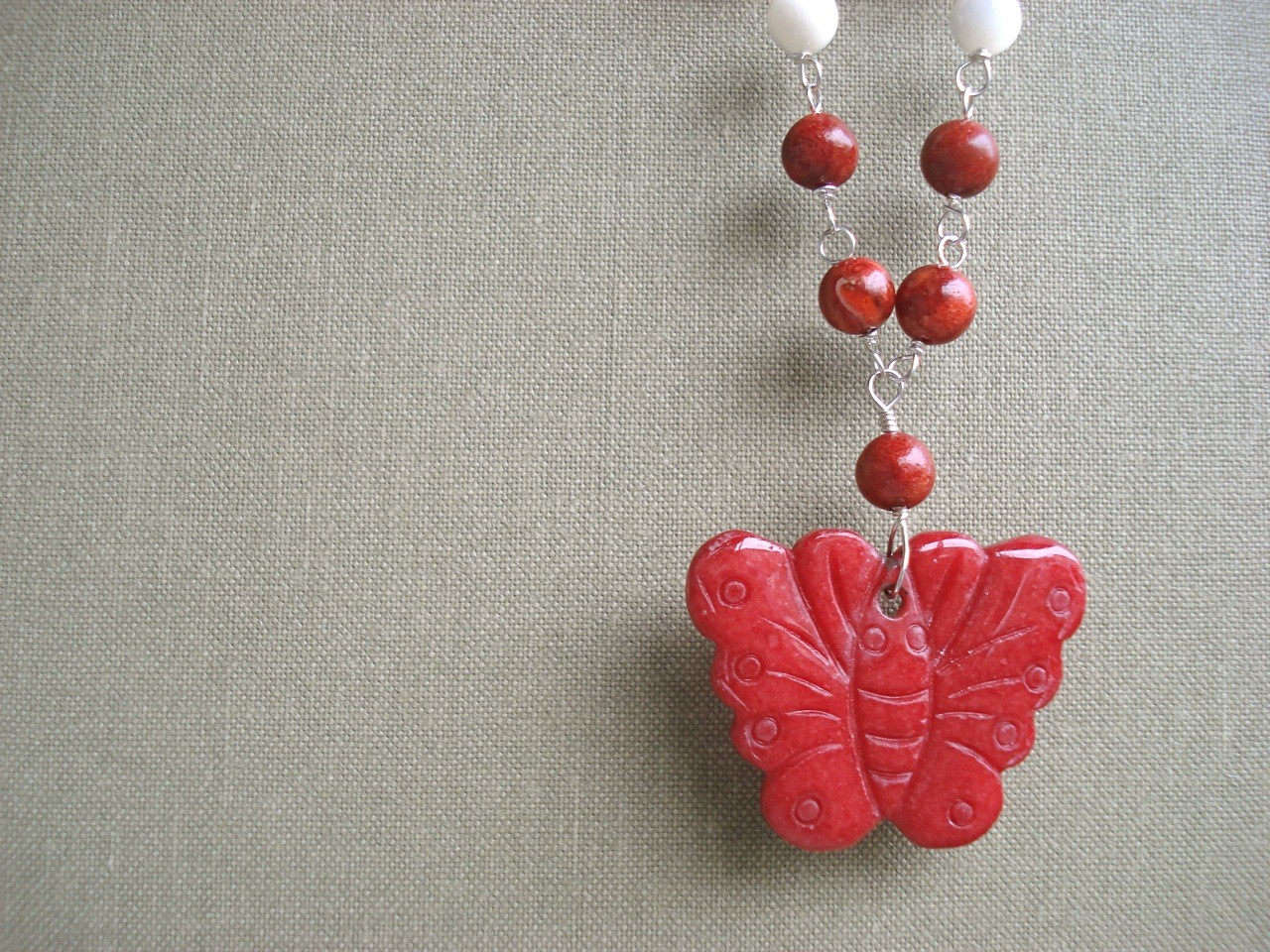 Coral Butterfly Pendant. on Luulla